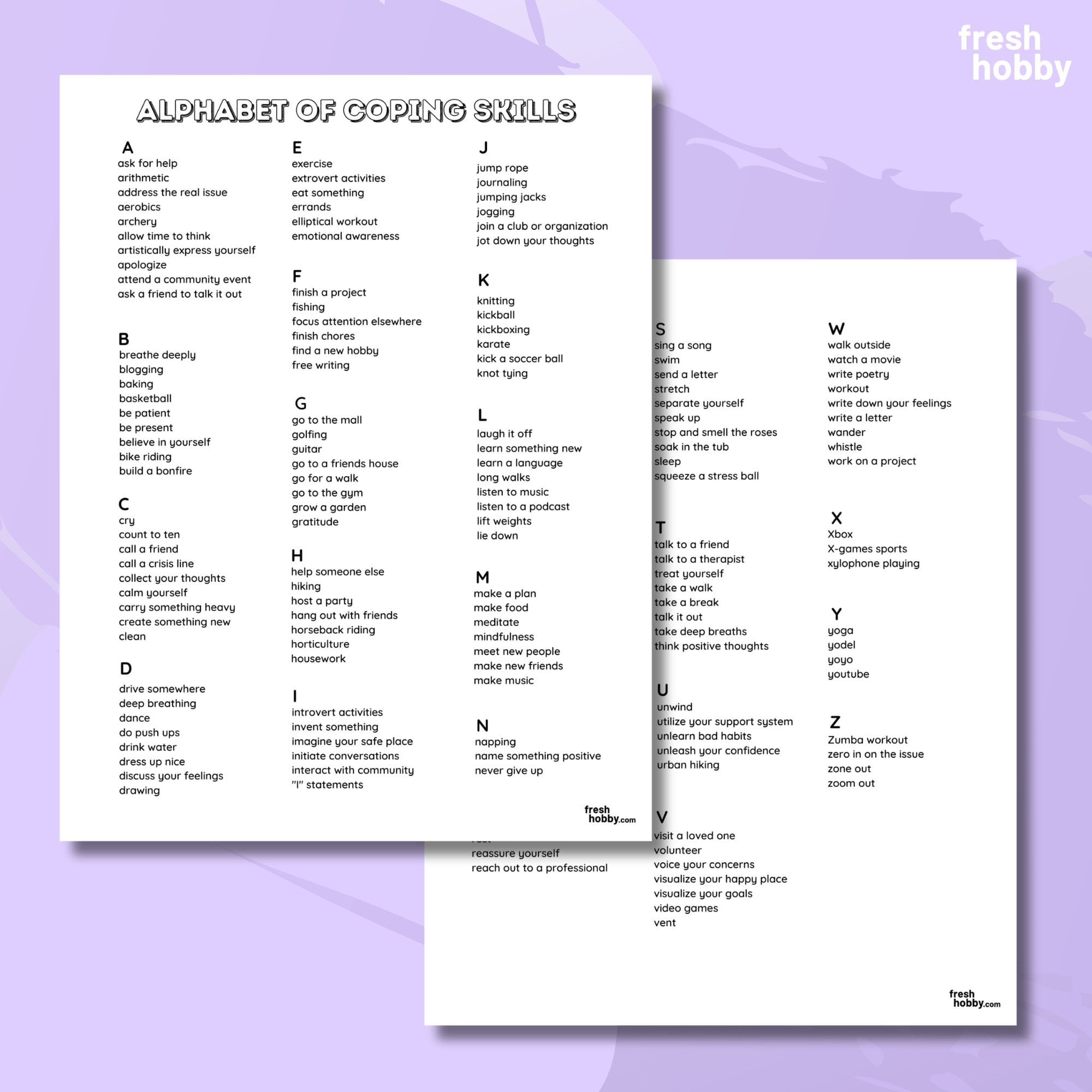 Coping Skills Worksheets | Stress Reduction & Therapy (PDF Download) - Etsy