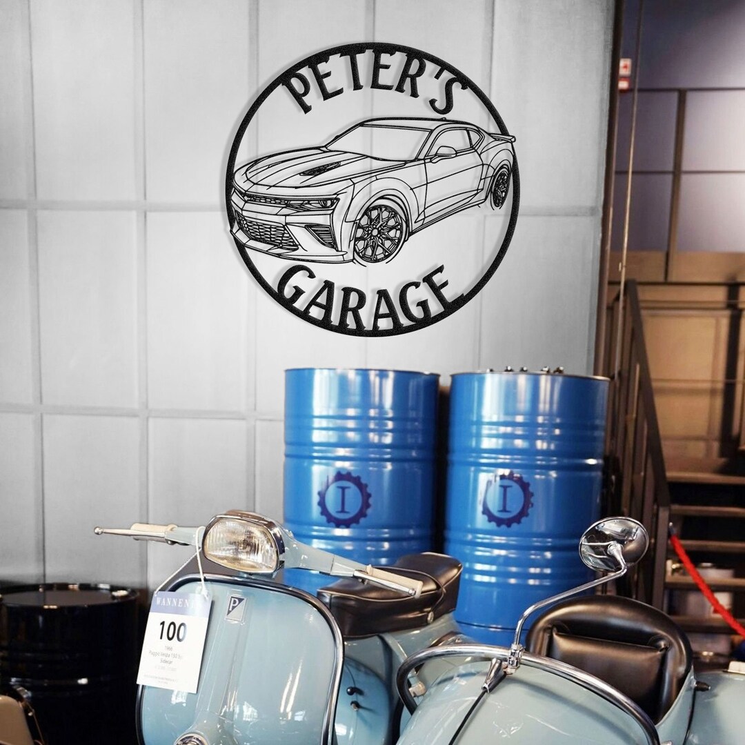 Custom Sports Car Theme Metal Wall Art , Metal Garage Sign , Garage ...