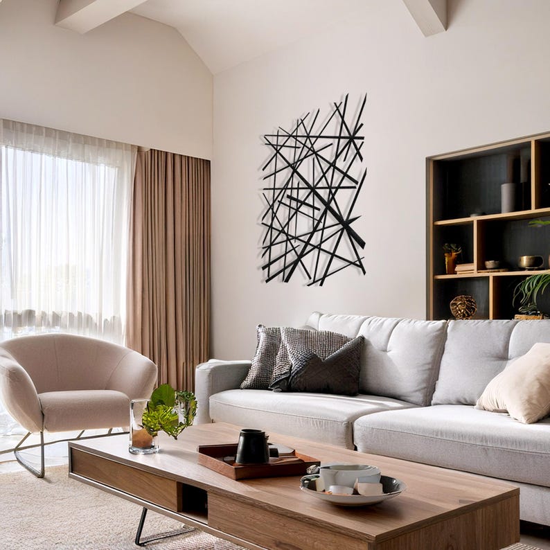 Modern Metal Line Wall Art: Geometric Abstract Decor - Etsy
