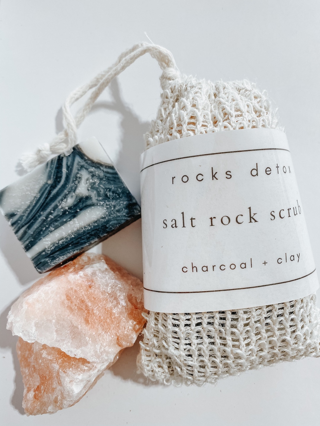 Charcoal Clay Body Scrub: Pink Himalayan Salt Rock, Exfoliating Flax ...
