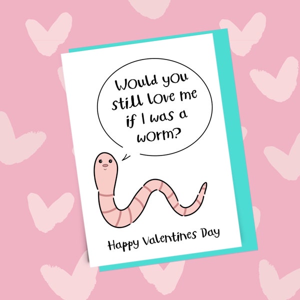 Funny Worm Love Card - Etsy
