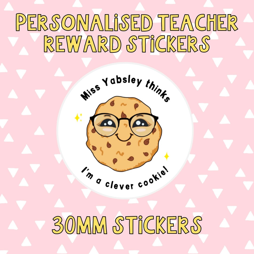 Personalised Teacher Reward Stickers, Clever Cookie, Cute Personalised ...