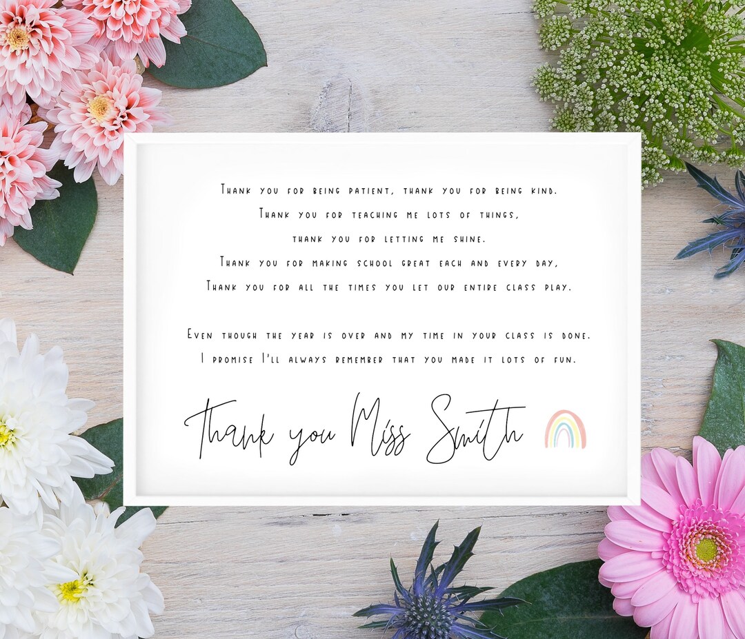 End of Year Thank You Print for Teachers! Print for Teachers, Cute ...