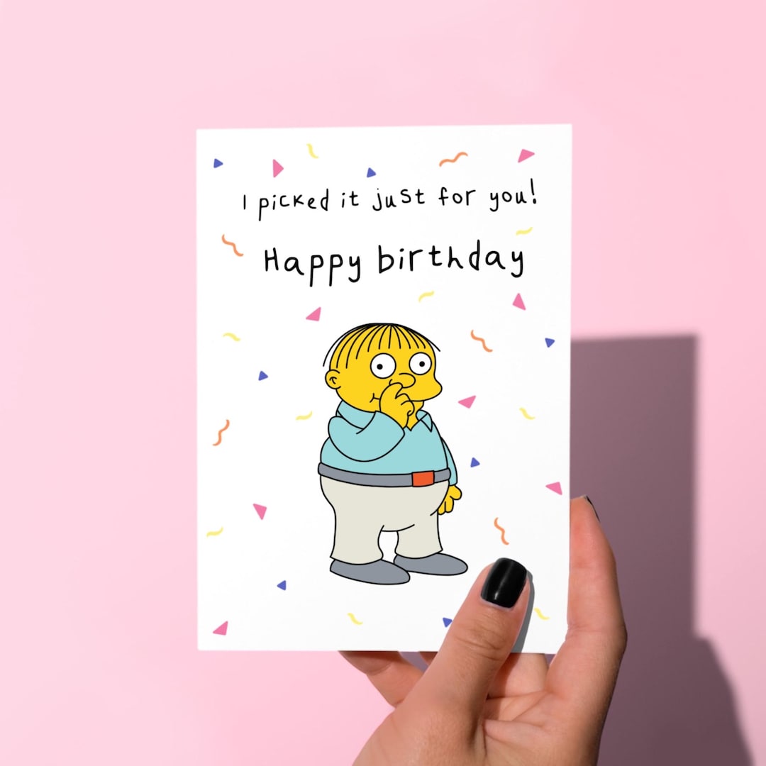 Ralph Wiggum Simpsons Funny Birthday Card, Funny Greetings Card ...