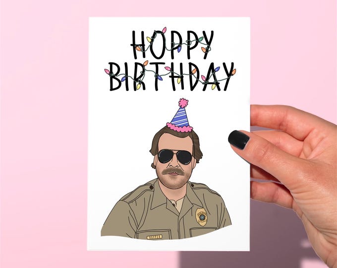 Hopper Strange Things, Funny Birthday Card, Funny Greetings Card, Hoppy ...