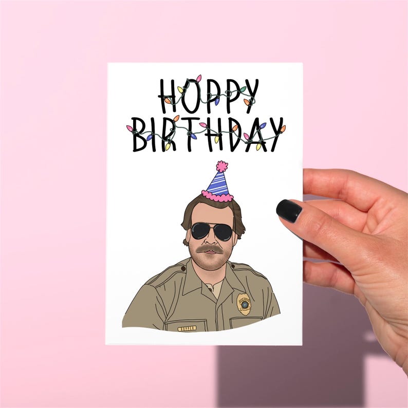 Hopper Strange Things, Funny Birthday Card, Funny Greetings Card, Hoppy ...