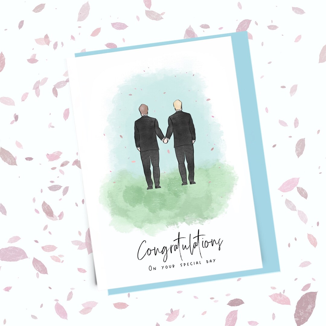 Cute Wedding Card, Man and Man Wedding Card, Wedding Card for Gay ...