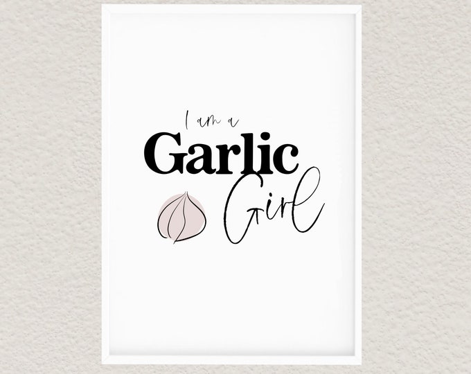 Garlic Wall Art, Garlic Girl Poster Kitchen Decor, Funky Vegetable ...