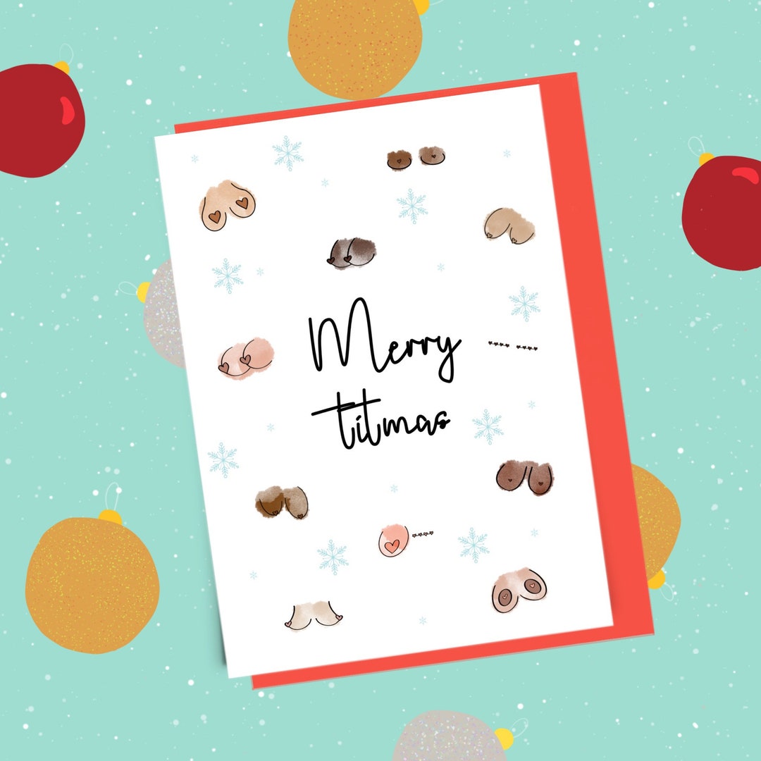 Merry Titmas Funny Boob Christmas Card Funny Boob Card Merry - Etsy