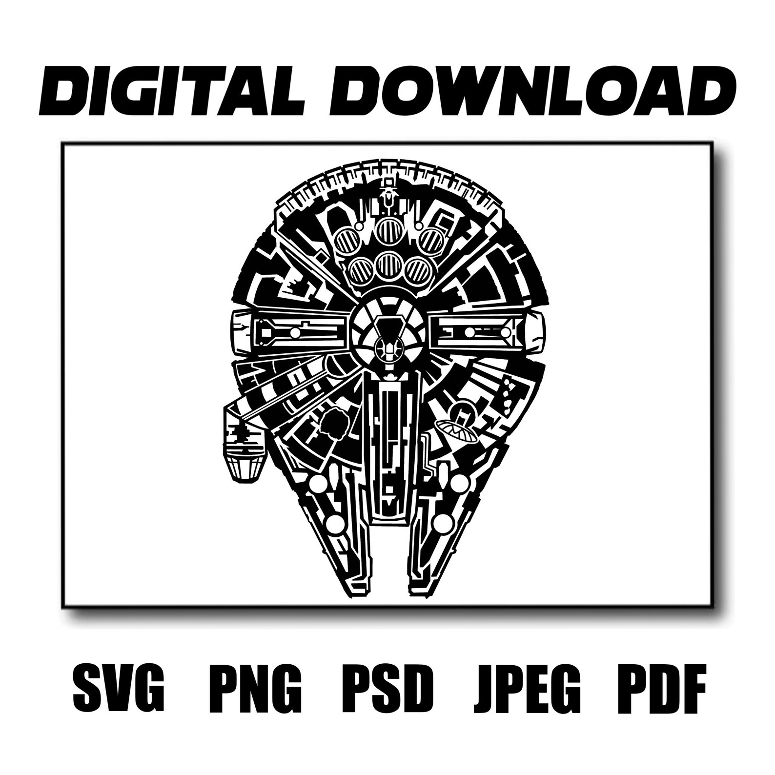 Millennium Falcon SVG - Digital Download- Minimalist - SVG - PNG - Star ...