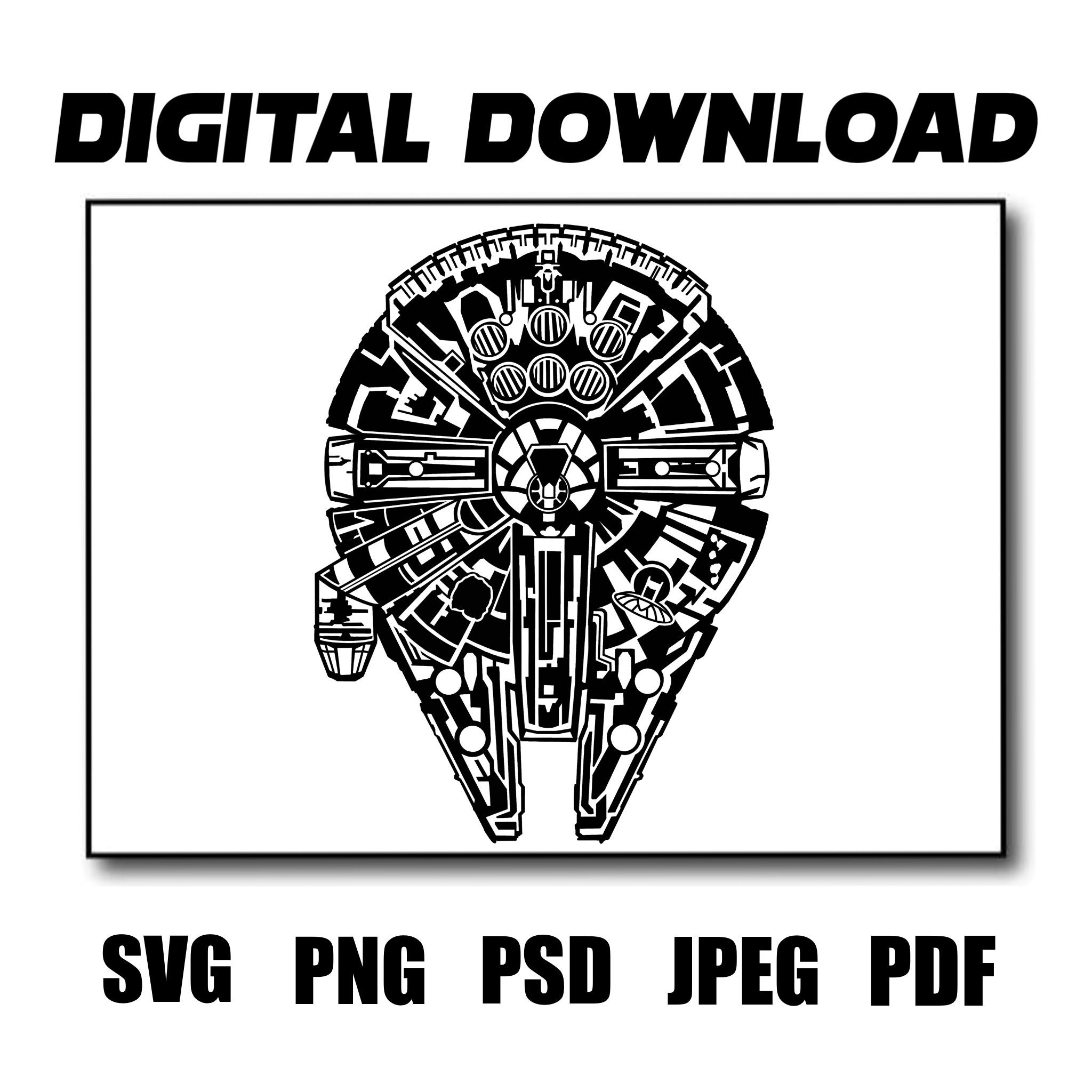Millennium Falcon SVG - Digital Download- Minimalist - SVG - PNG - Star ...