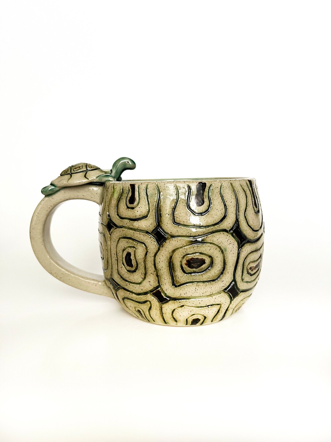 Turtle Pottery Mug, Turtle Themed Mug, Animal Themed Mug, Hand Carved ...