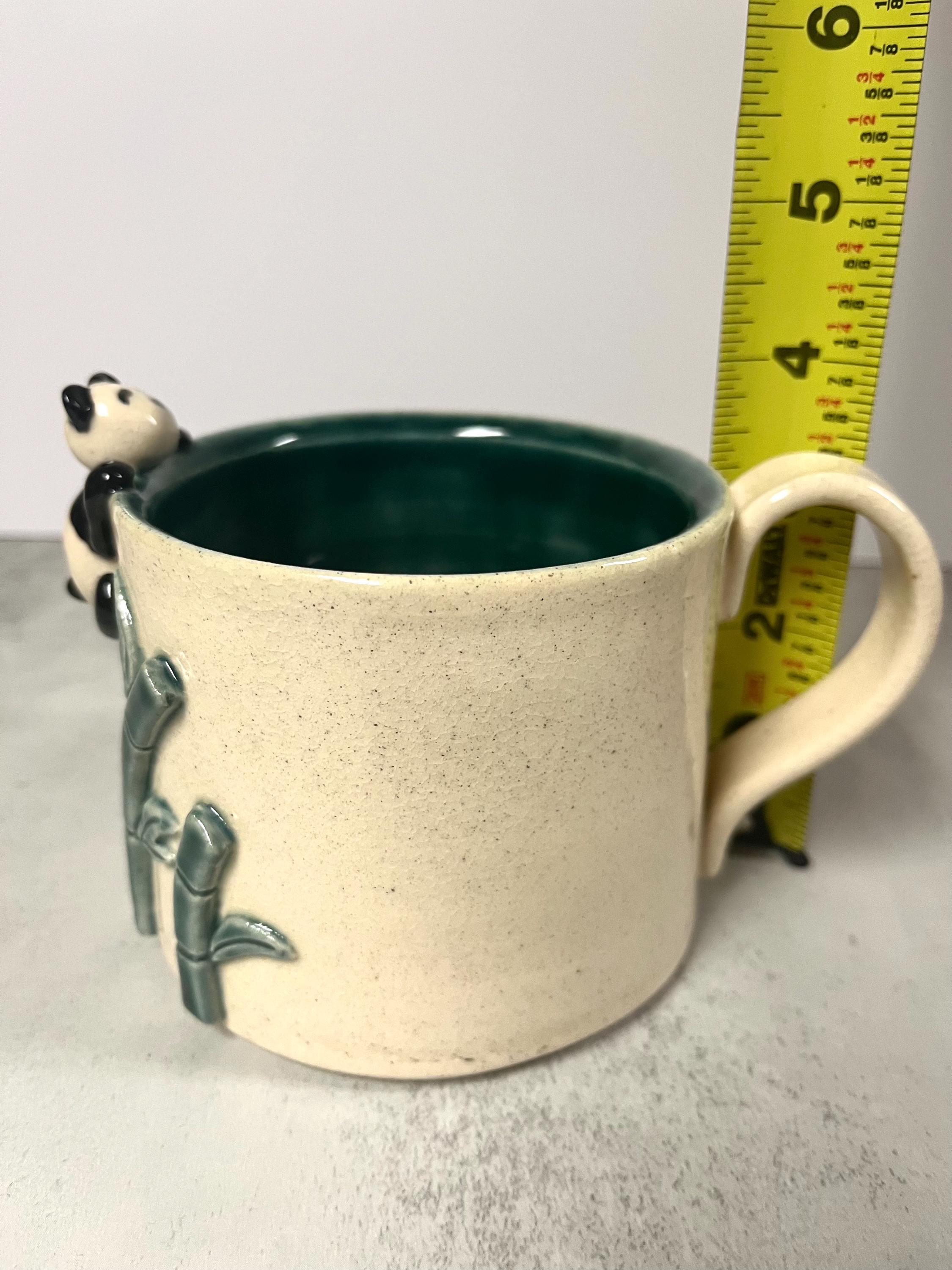 Pottery Panda Bear Mug, Bamboo and Panda Pottery Mug, Stoneware Ceramic ...