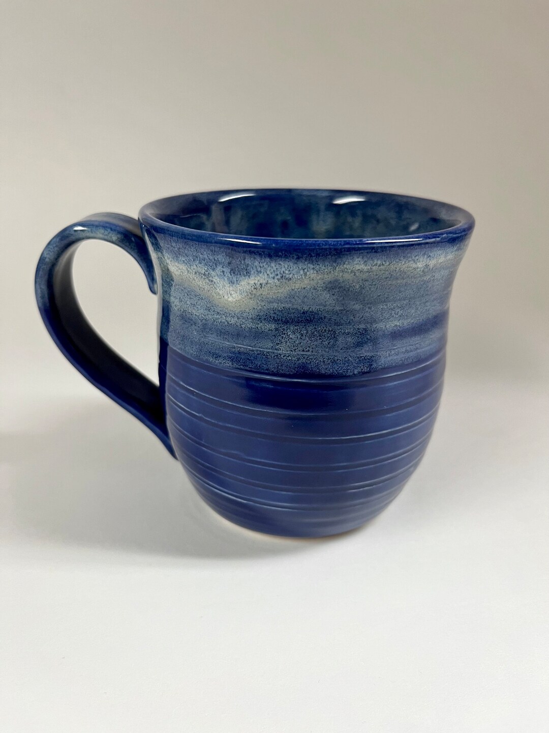 Handmade Pottery Mug, Drippy Glaze Pottery Mug, Blue & Cream Mug ...