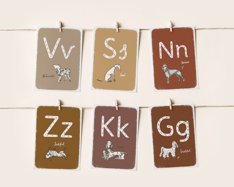 ABC Flashcards, Animal Alphabet Flash Cards Printable, Boho Alphabet ...