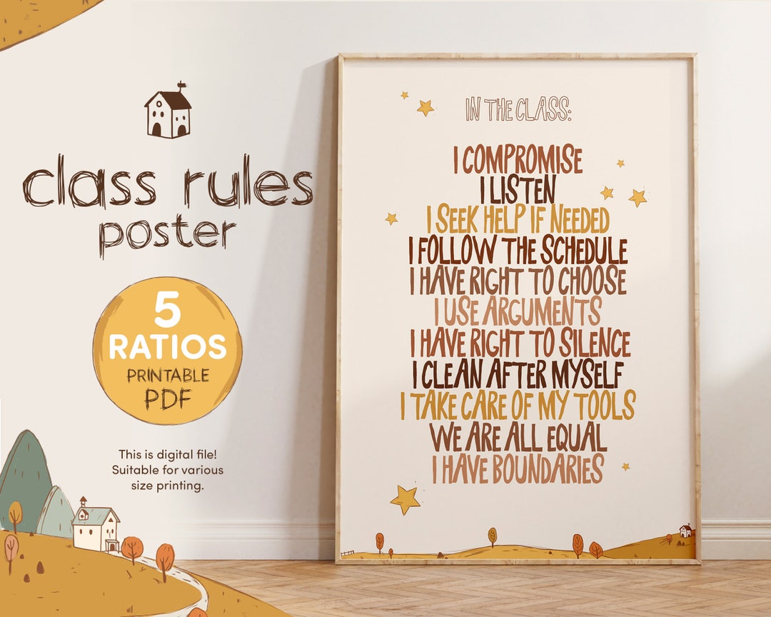 Class Rules Poster, Educational Posters for Classroom Decor, Kids Right ...