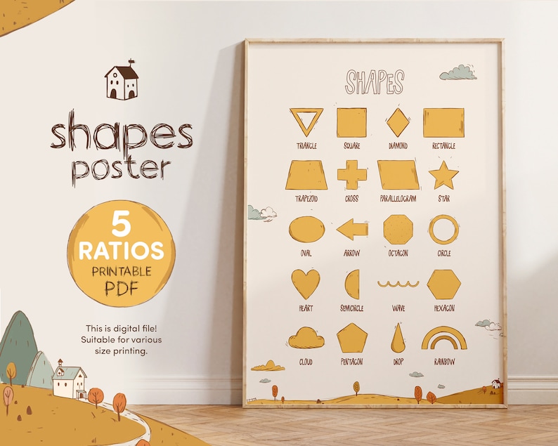 Shapes Poster for Kids, Educational Posters for Classroom Decor, Autumn ...