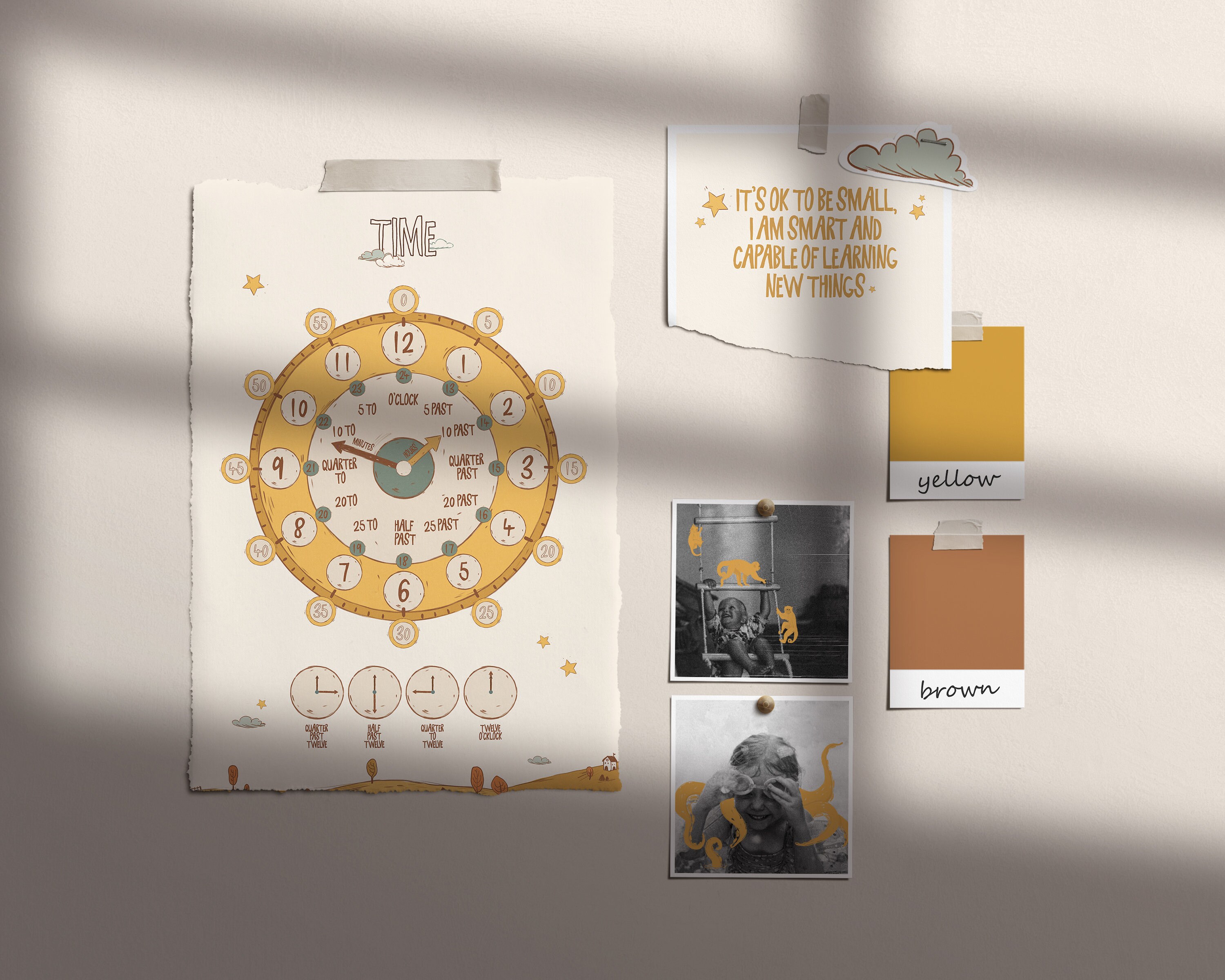 Clock Poster for Kids Educational Poster Wall Art for - Etsy