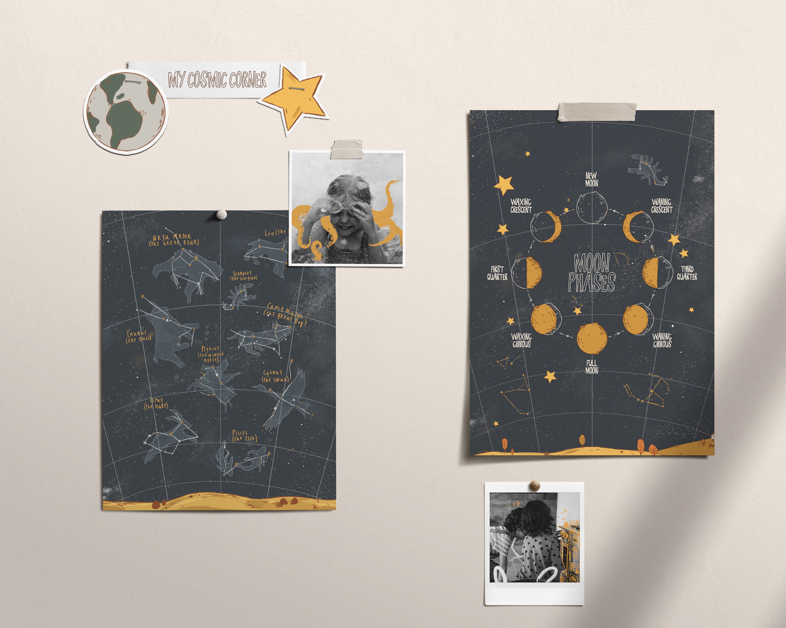 Moon Phases Poster, Illustration Poster, Solar System, Educational ...