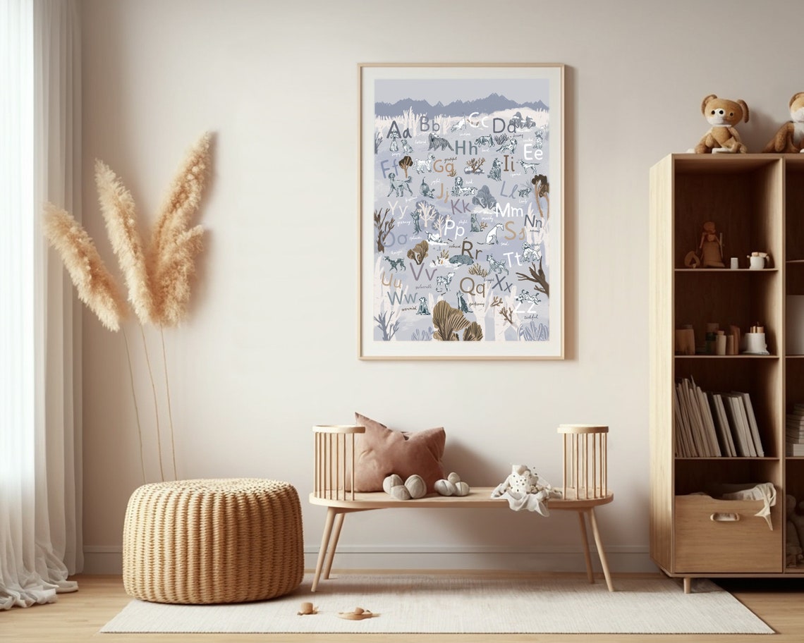 Hunde ABC Poster, Phonetisches Alphabet Poster, Winter Earthtone Boho ...