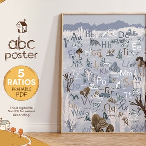 Dogs ABC Poster, Phonetic Alphabet Poster, Winter Earthtone Boho ...