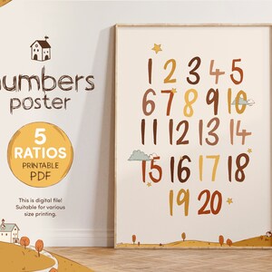 1 to 20 Numbers Poster for Kids, Educational Posters for Classroom ...