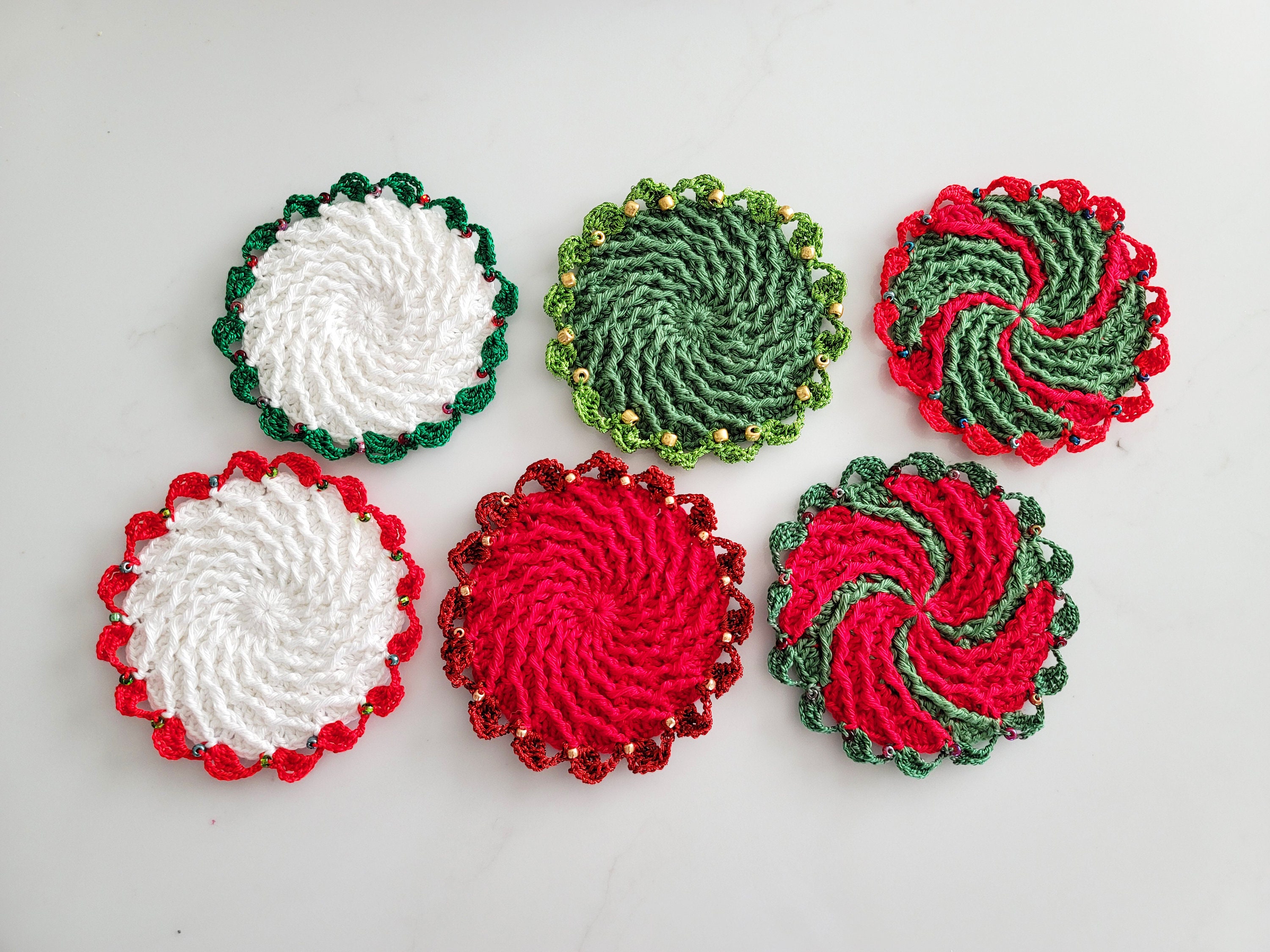 Crochet Christmas Swirl Coaster PDF Pattern Holiday Coaster Christmas ...