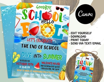 Editable End of School Party Schools Out Party Invitation, Download ...
