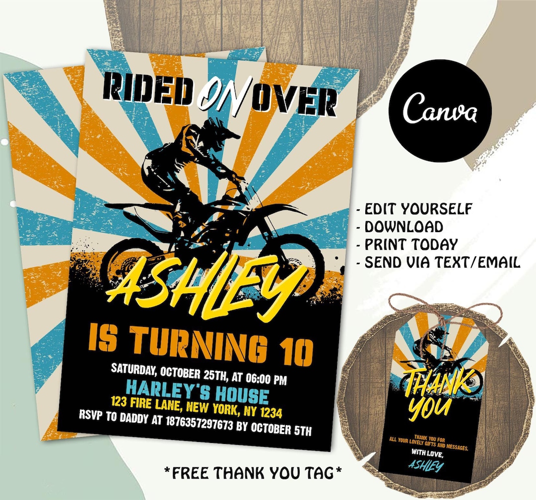 Editable Dirt Bike Invitation, Dirt Bike Party, Dirt Bike Birthday ...