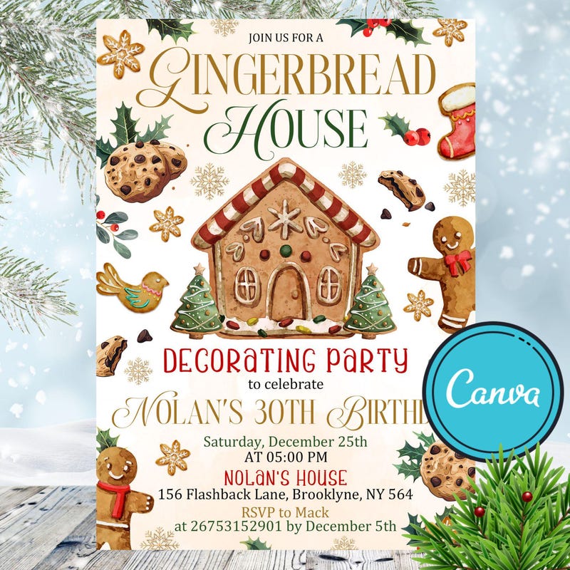Gingerbread Invite - Etsy