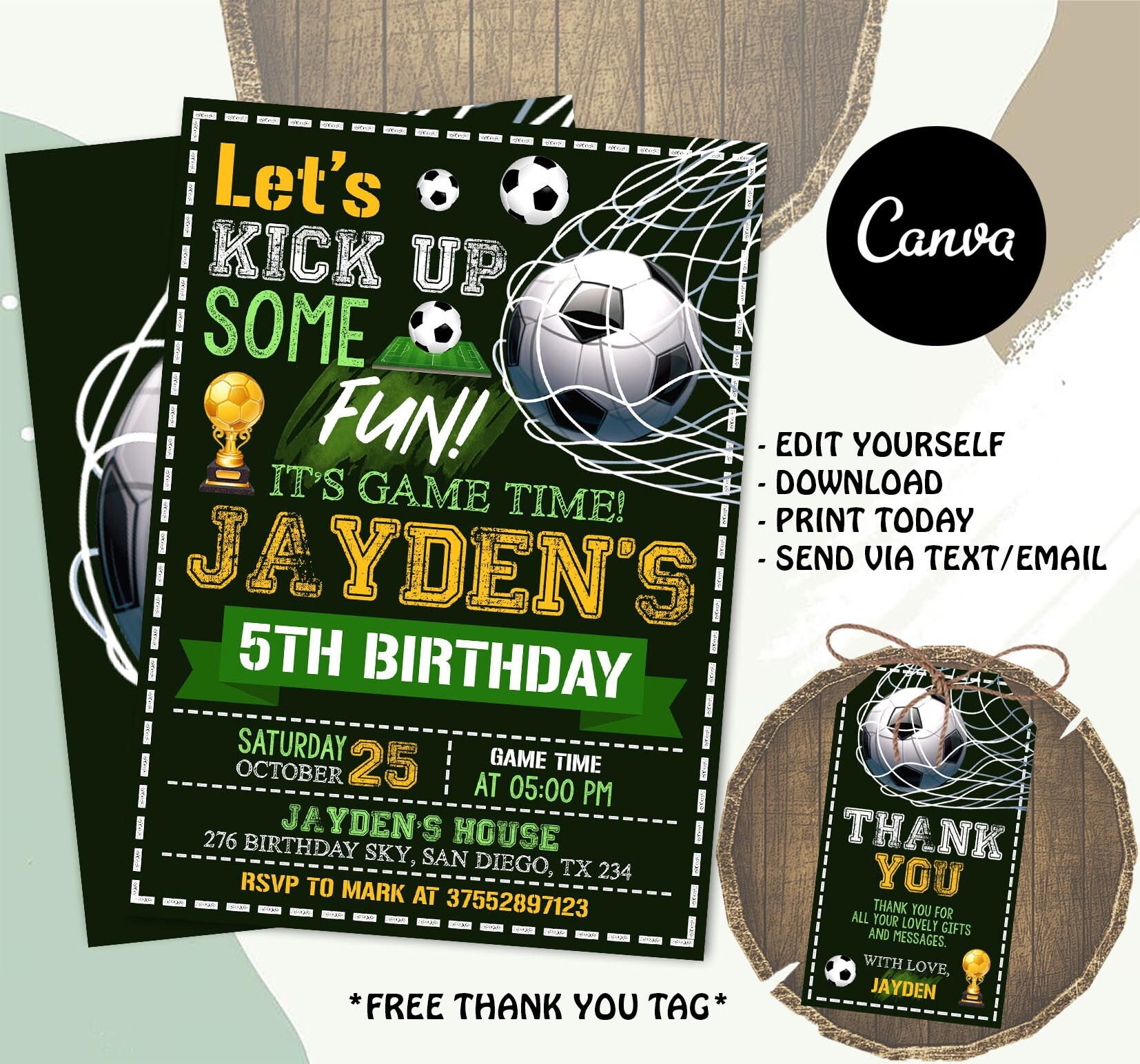 Editable Soccer Birthday Invitation Digital Soccer Party - Etsy