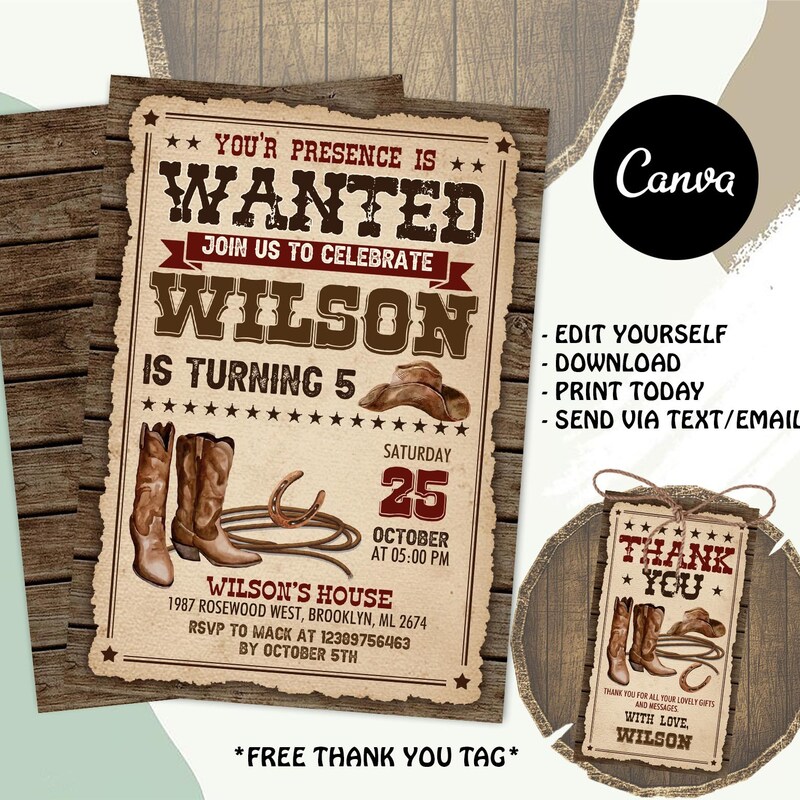 Cowboy Invitations - Etsy