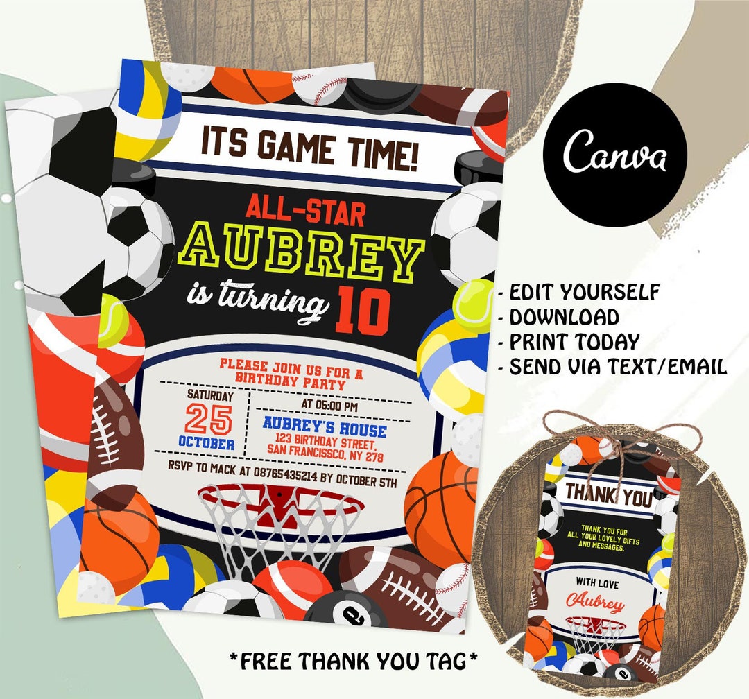 Editable Sports Invitation, Sports Invites, Sports Flyer, Sport Theme ...