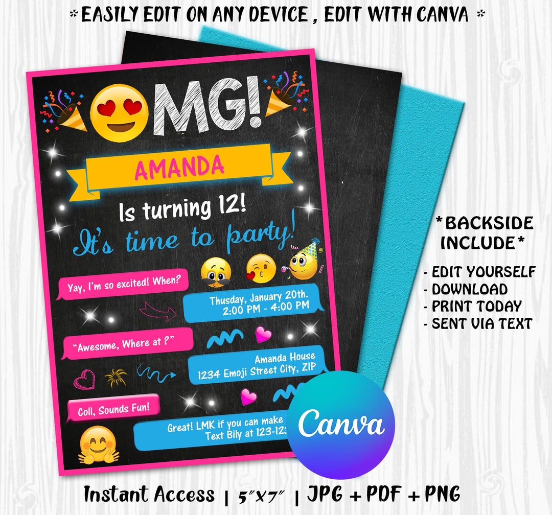 Emoji Invitation Emoji Party Invitation Emoji Party Emoji - Etsy UK
