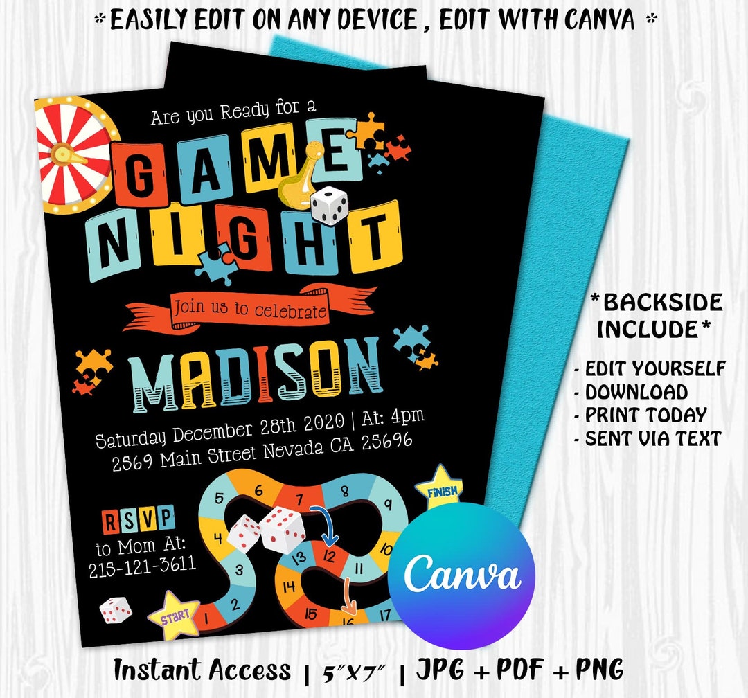Game Night Invitation, Game Invitation, Game Birthday Invitation, Game ...