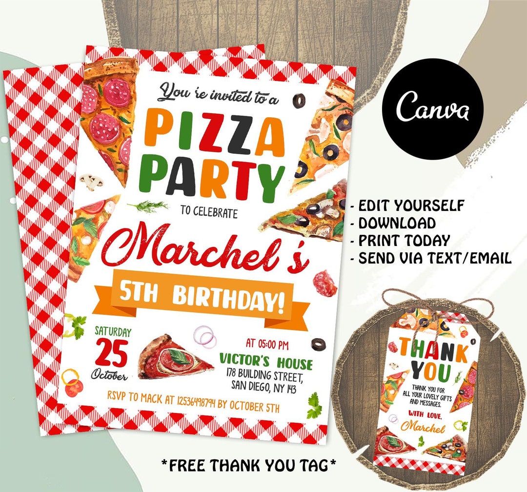 Editable Pizza Party Invitation, Pizza Making Birthday Invitation ...