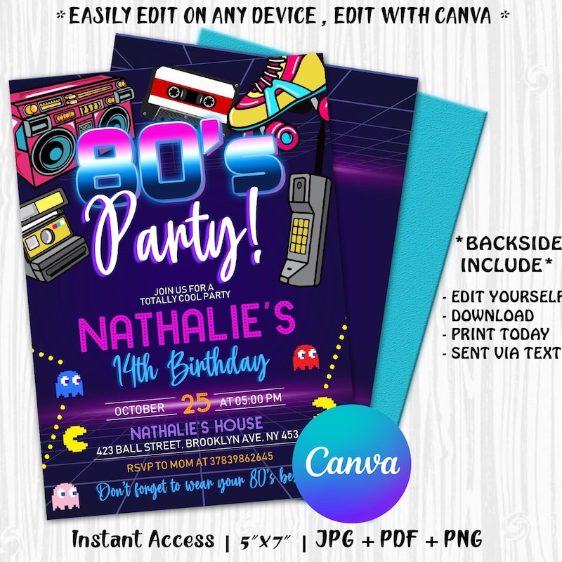 80s Digital Invitations - Etsy
