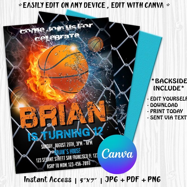 Basketball Birthday Invitations - Etsy