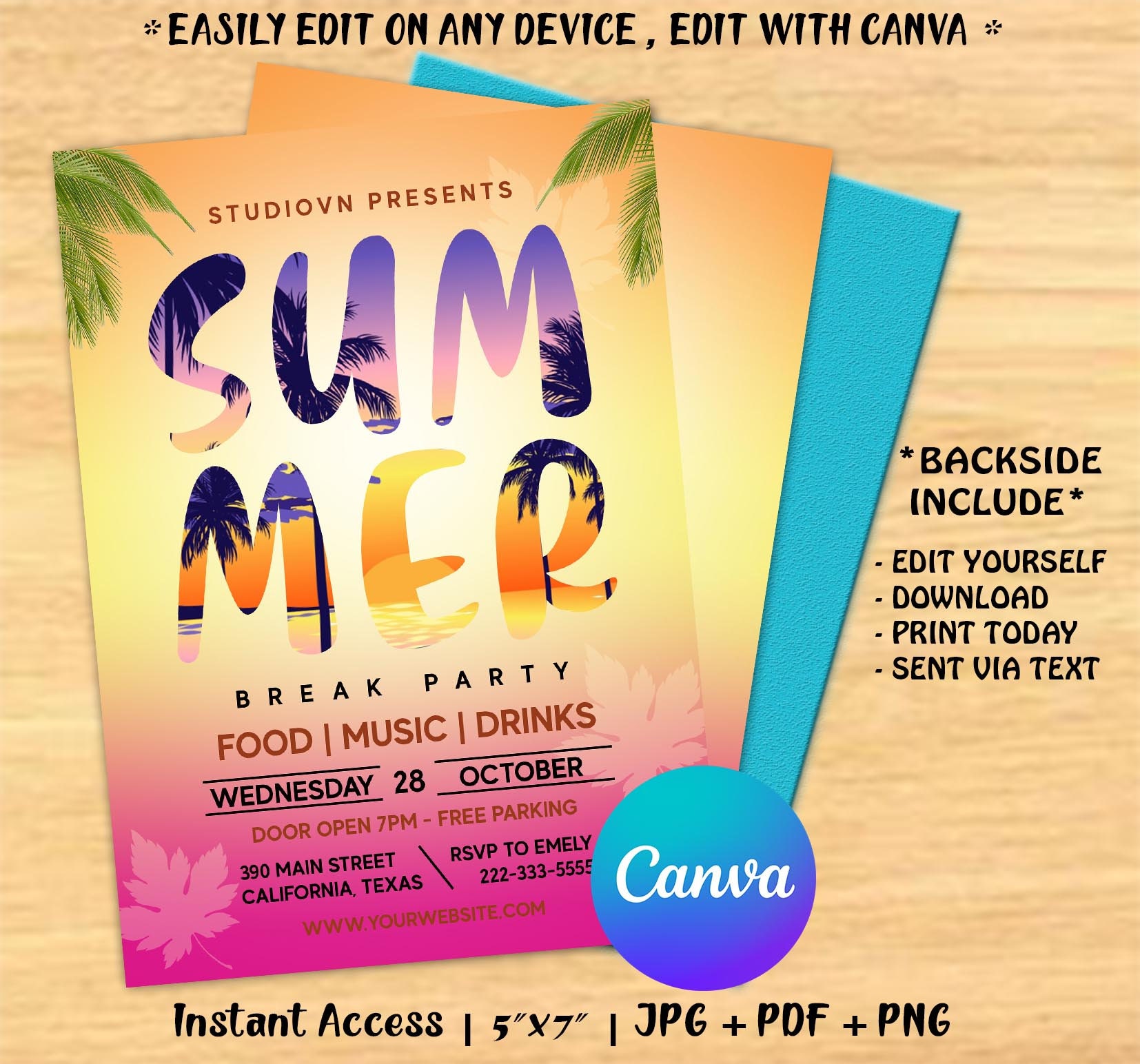 Editable Summer Party Invitation Summer Party Invites Beach - Etsy