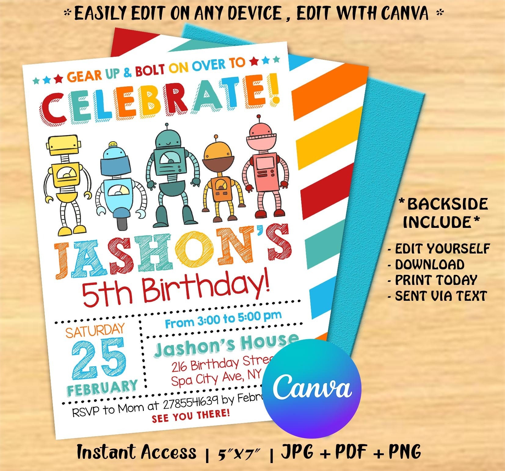 Robot Invitation Robot Birthday Invitations Robot Party - Etsy