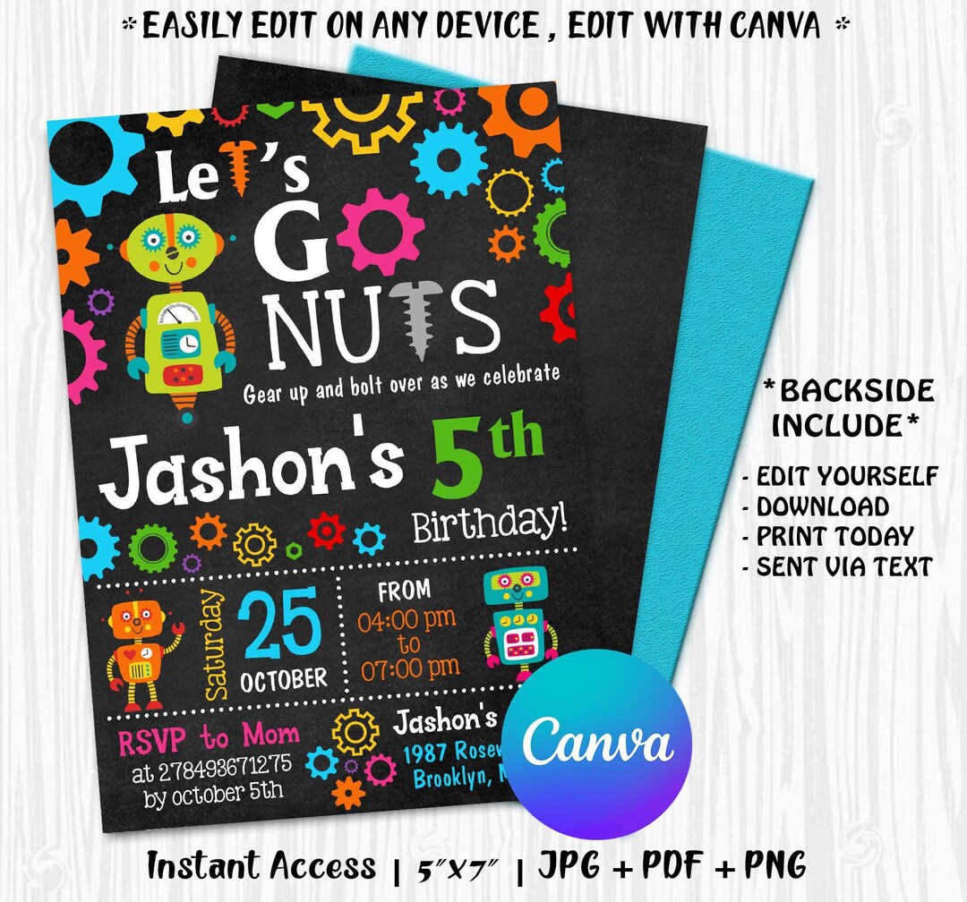 Robot Invitation, Robot Birthday Invitations, Robot Party, Robot ...