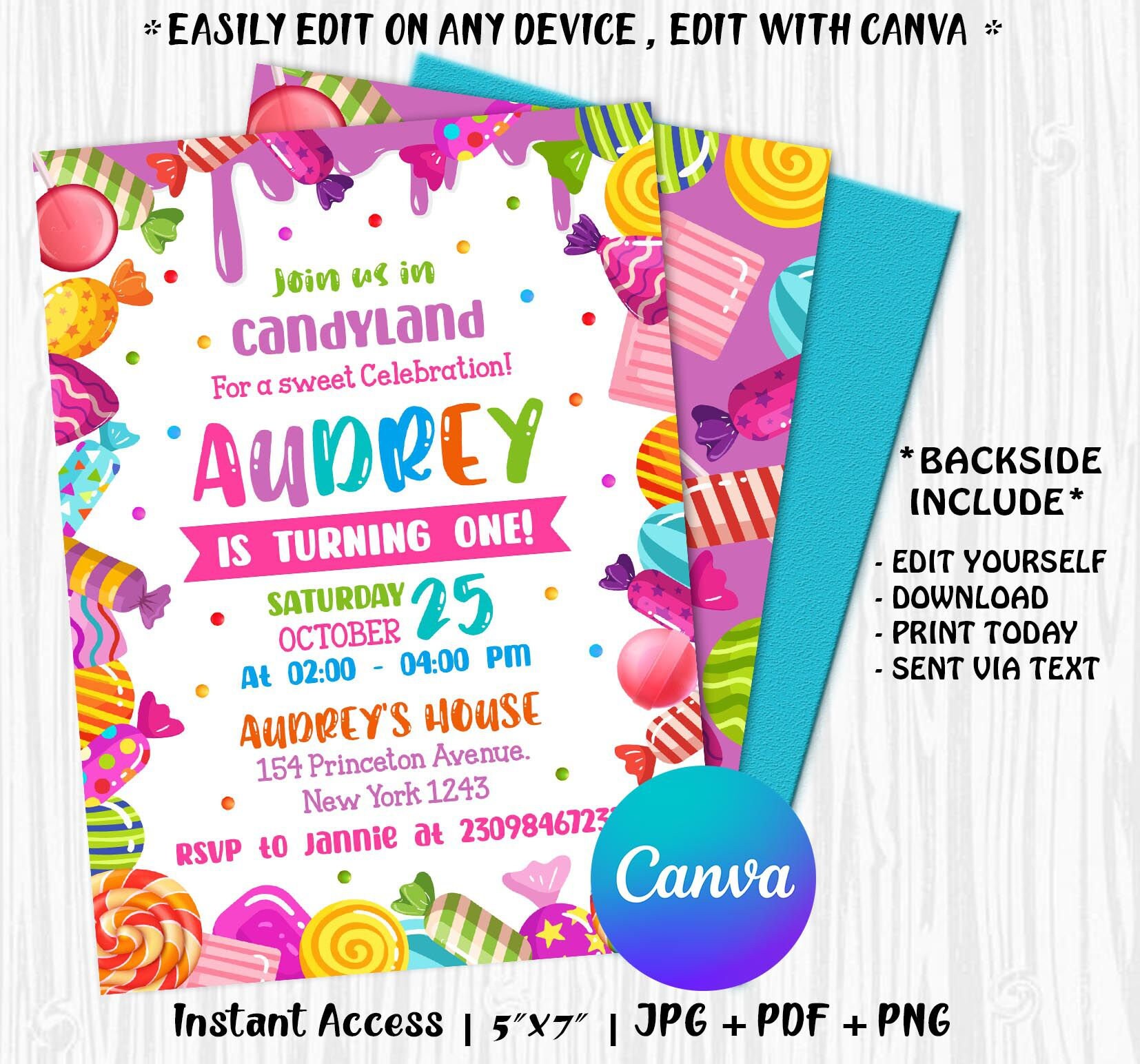 Candy Birthday Invitation, Candyland Birthday, Invitation Candyland ...