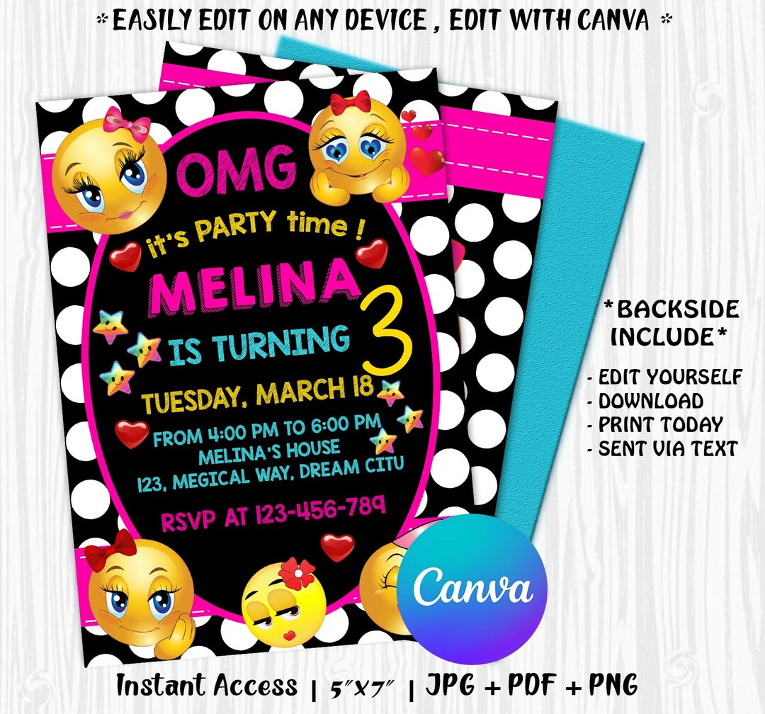 Buy Emoji Invitation, Emoji Party Invitation, Emoji Party, Emoji ...