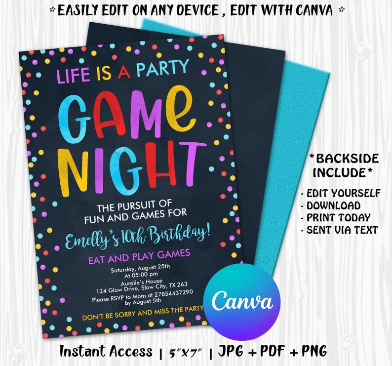 Game Night Invitation, Game Invitation, Game Birthday Invitation, Game ...