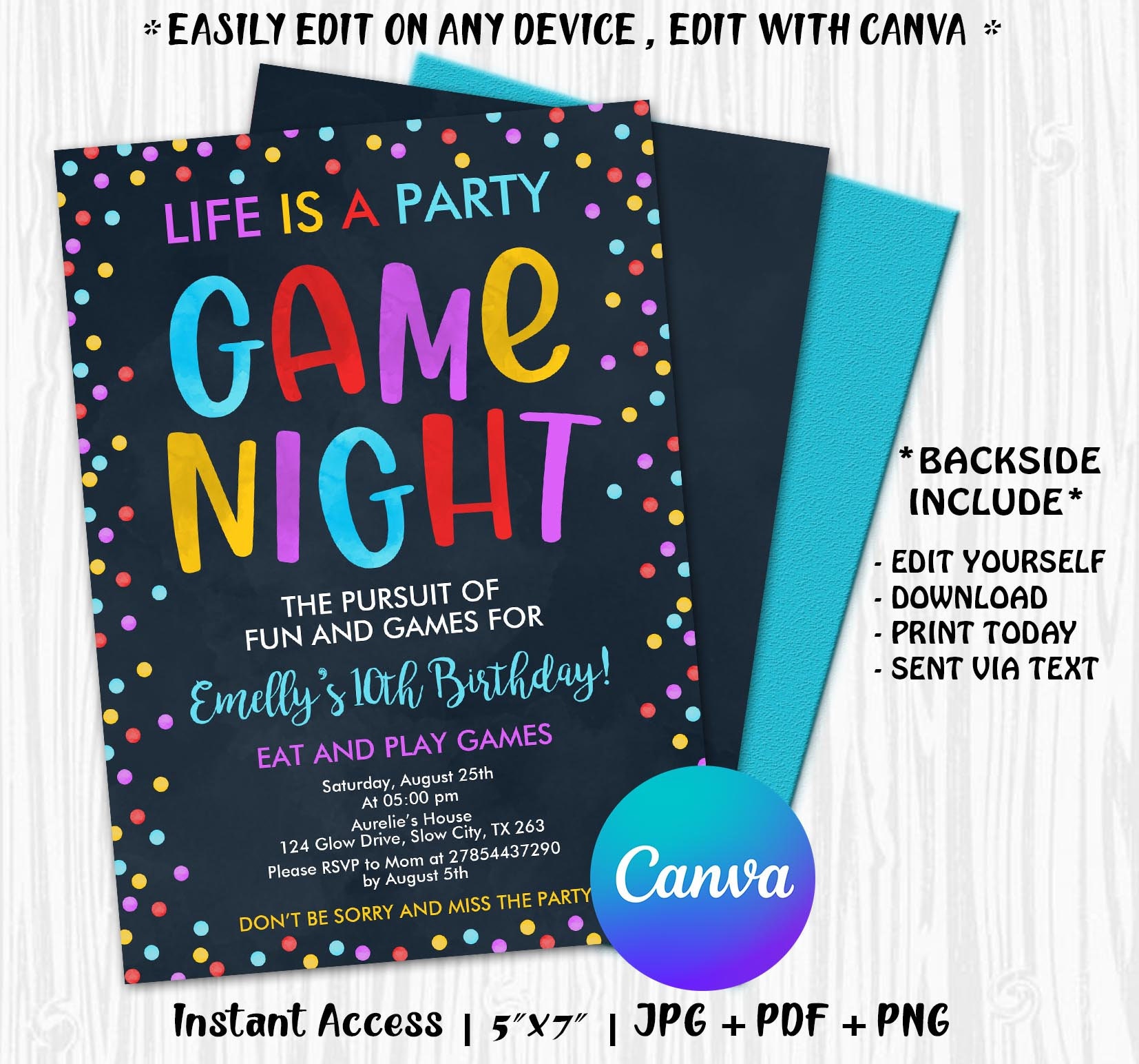 Game Night Invitation, Game Invitation, Game Birthday Invitation, Game ...
