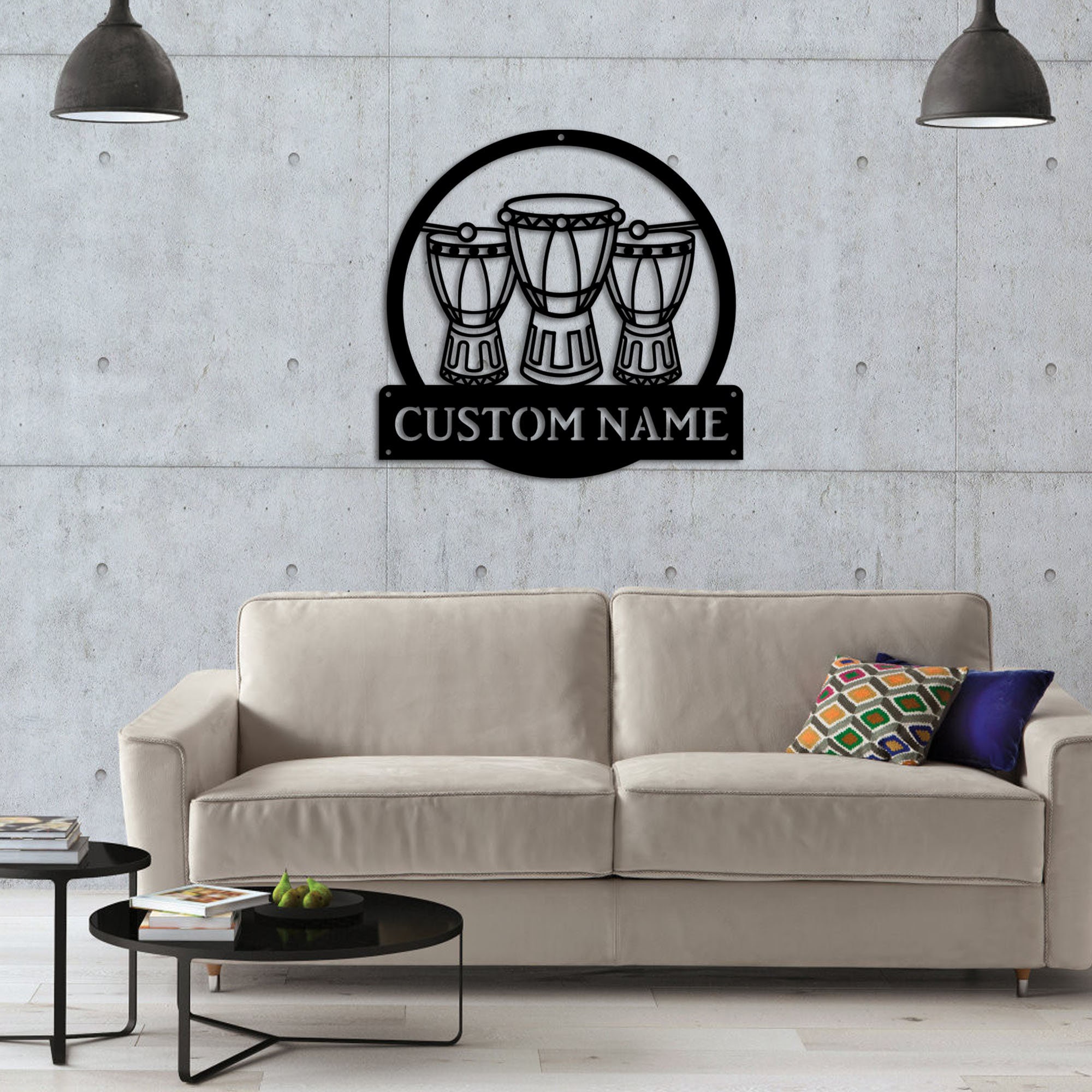 Personalized African Drum Djembe Metal Sign Art Custom Djembe Monogram ...