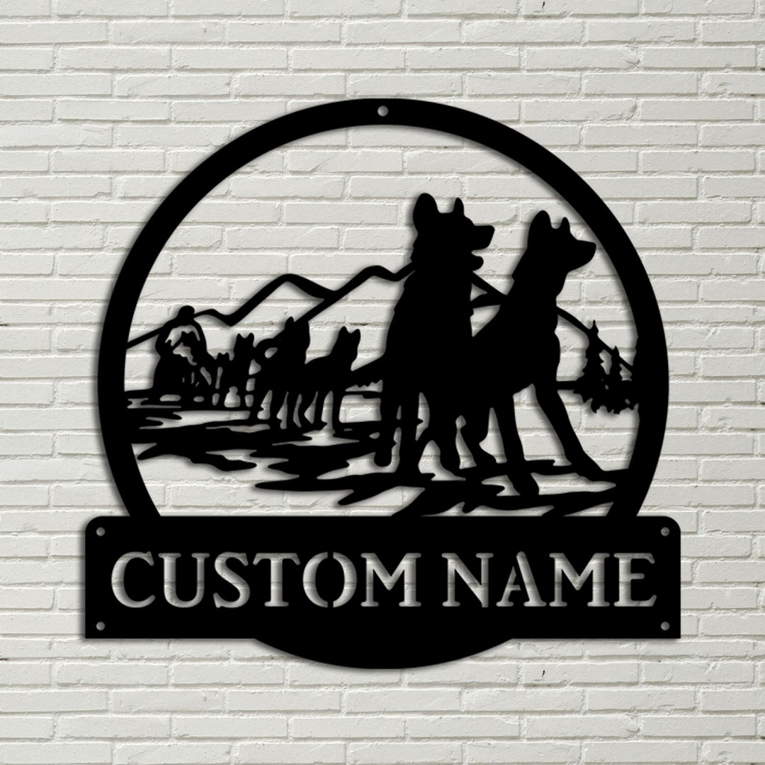 Personalized Sled Dog Racing Monogram Led Metal Sign Art, Custom Sled ...