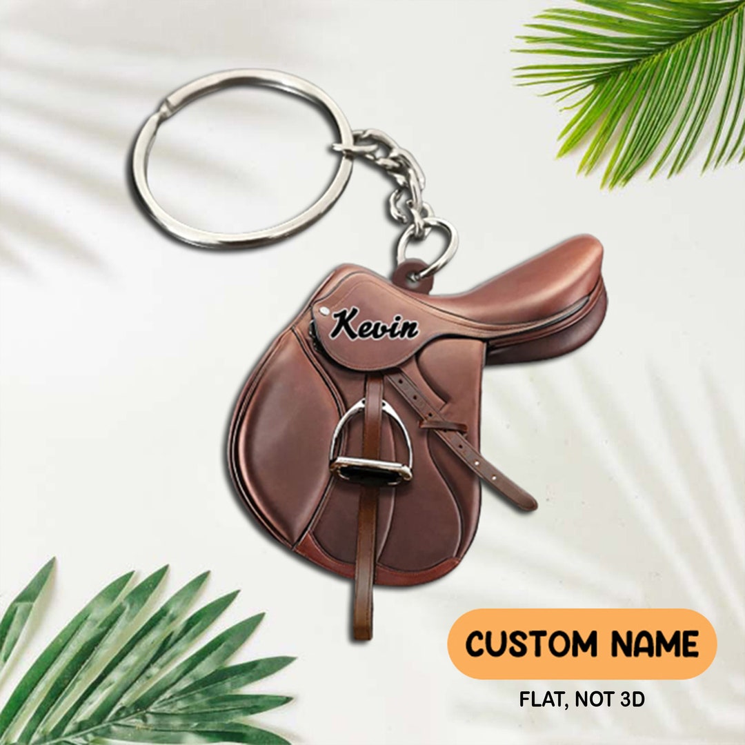 Horse Saddle Flat Keychain, Personalized Horse Lover Gift, Custom Shape ...