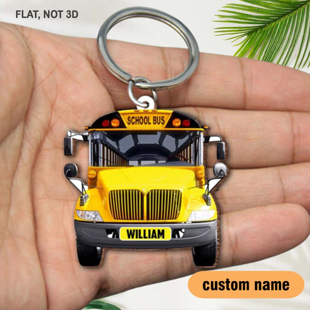 School Bus Custom Name Acrylic Keychain, Bus Driver Keychain, Gift for ...