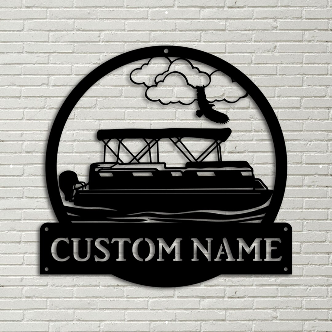 Personalized Pontoon Boat Metal Sign Art, Custom Pontoon Boat Monogram ...